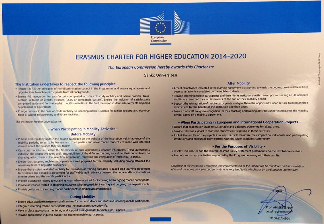 Erasmus Beyannamesi - Sanko Üniversitesi | Sanko Üniversitesi